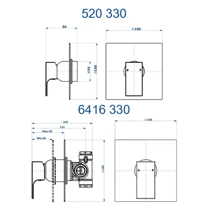 ACABAMENTO PARA BASE MONOCOMANDO RETTA COBRE FOSCO 520 RV330 ...
